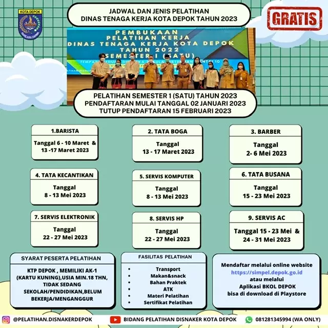 Disnaker Depok Buka Pelatihan Kerja Gratis, Ini Jadwal dan Syaratnya ...